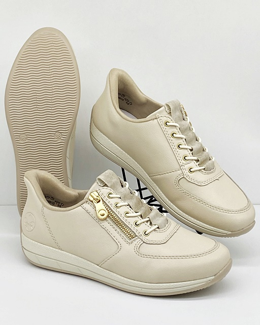 Buty Rieker damskie beżowe N1156-60 Slip-On, tęgość G-H, stopa średniej ...