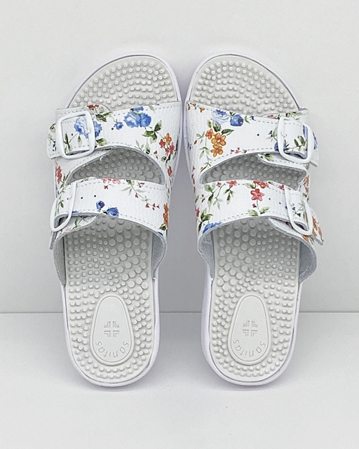 Fakirki skórzane damskie Comfooty Nadia Flowers , klapki masujące, G-H ...